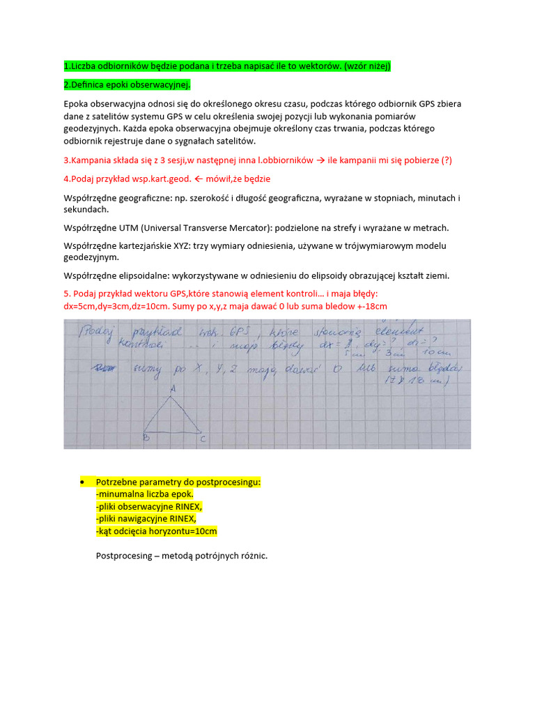 Notatki Geodezja Statelitarna URK | PDF