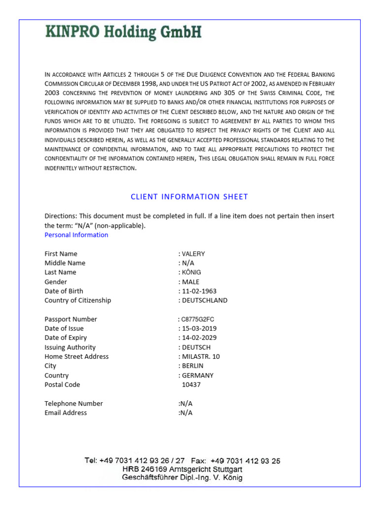 Cis Kinpro Holding GMBH | PDF | Patriot Act | Government