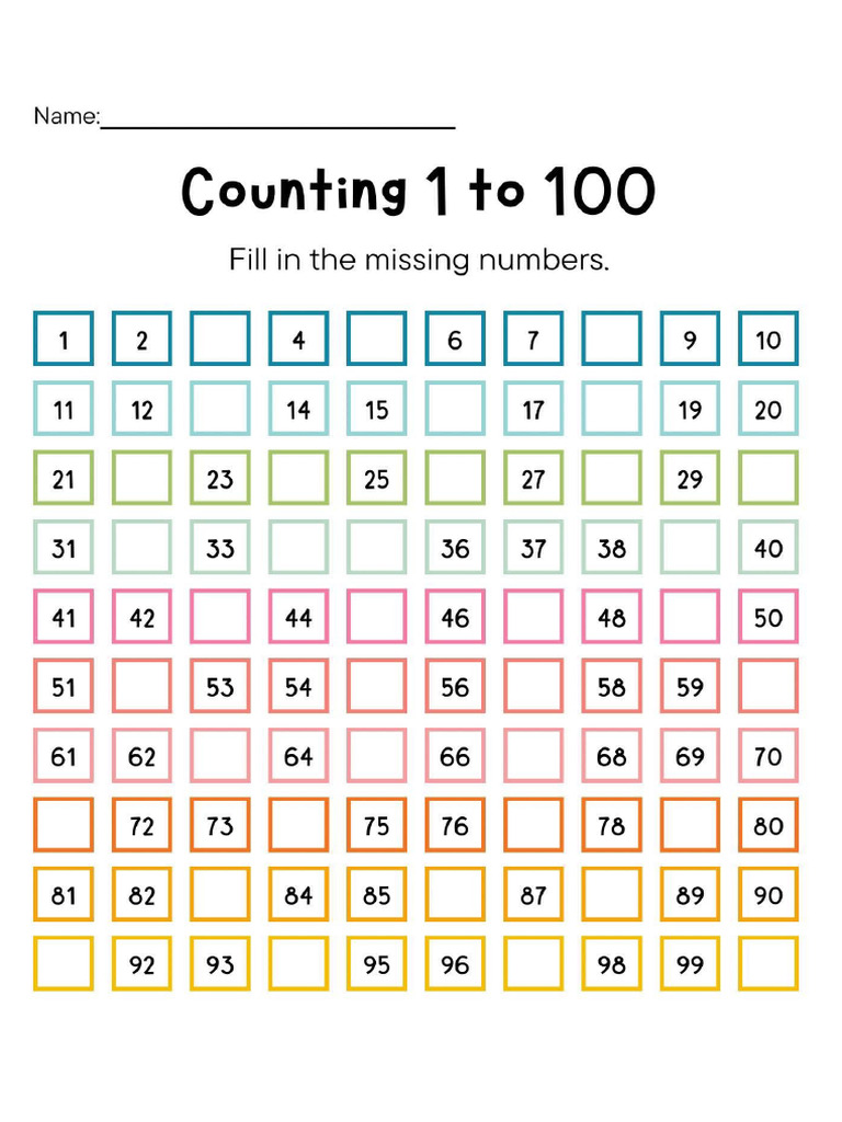 1-100 Missing Numbers | PDF