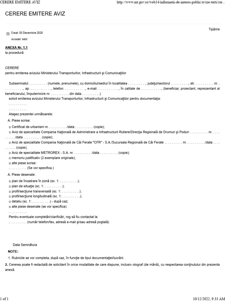 Cerere Emitere Aviz | PDF