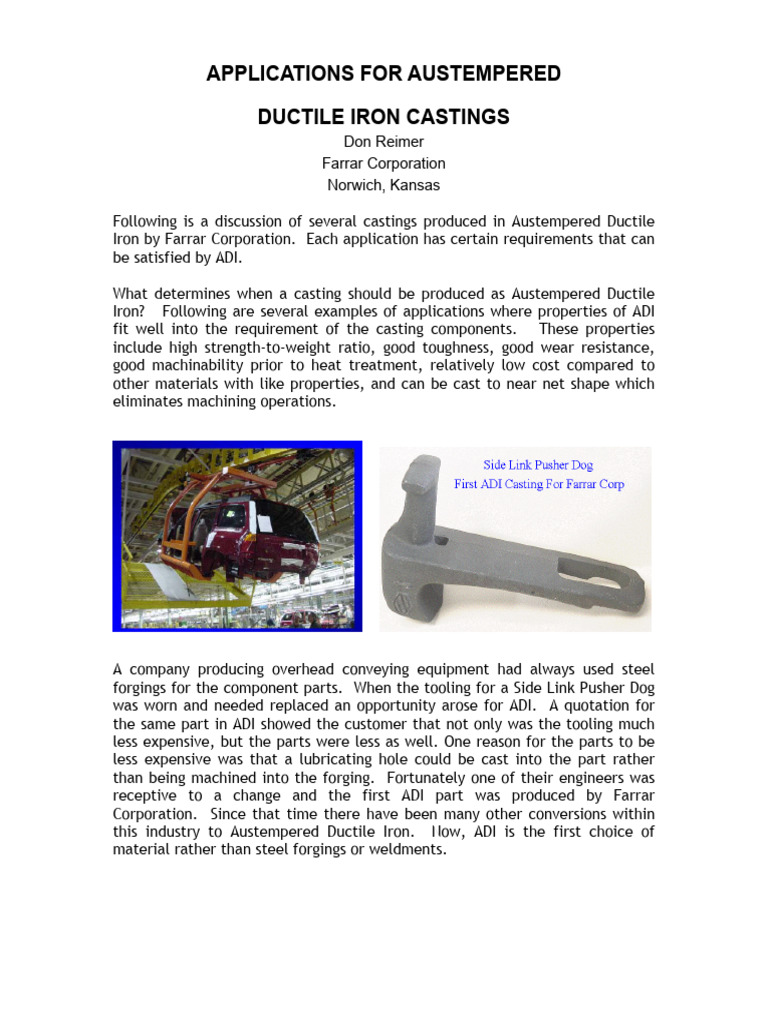 Benefits of Austempered Ductile Iron Castings | PDF | Forging ...