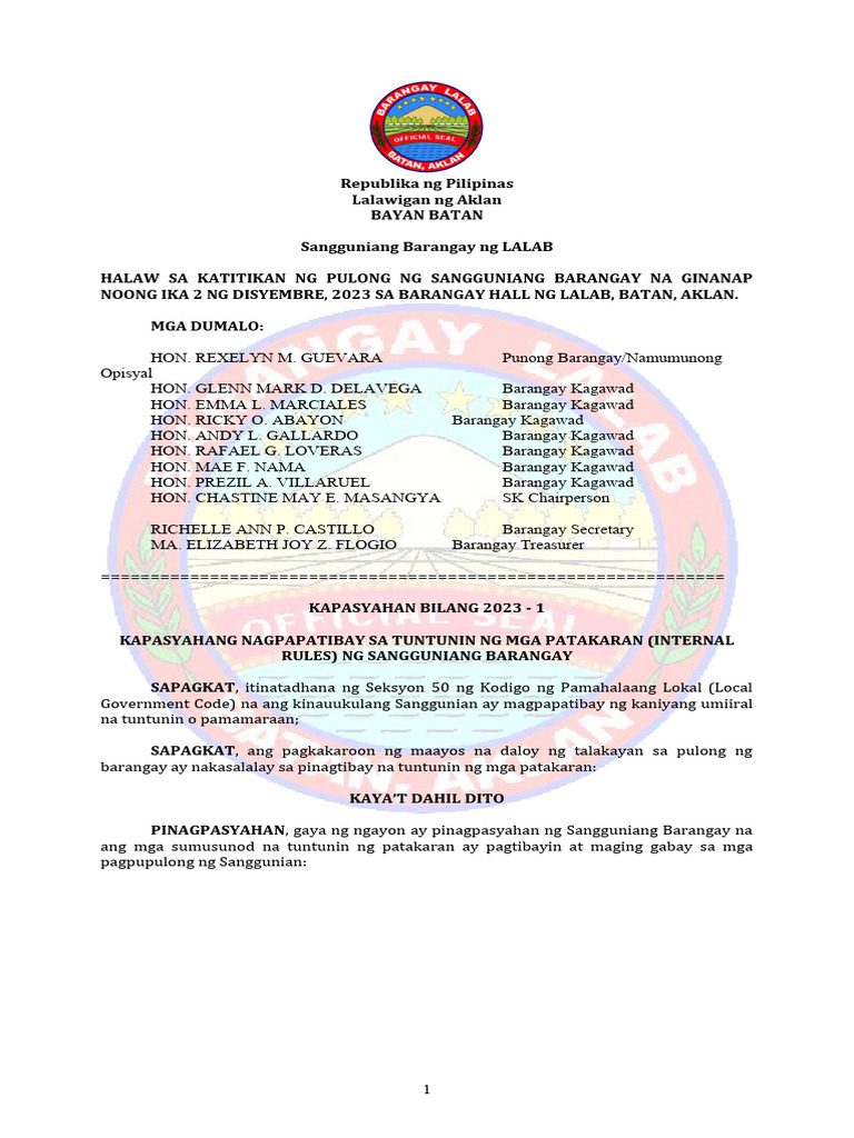 Internal Rules of Procedure Tagalog | PDF