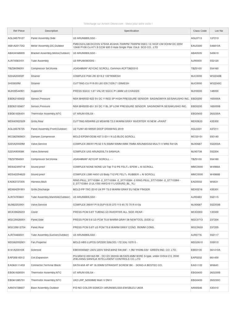 ARUN080LSS0.EWGBLEU Liste de Pieces | PDF | Technology & Engineering