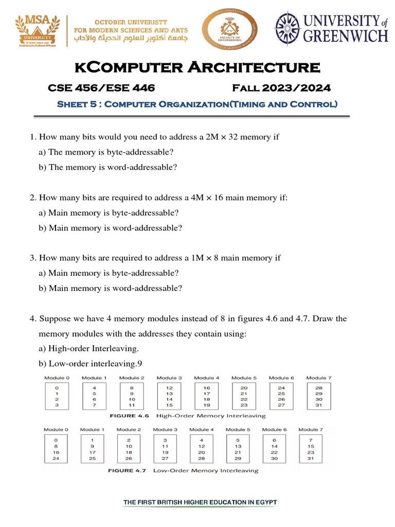 Computer Architecture Exercises | PDF | Bit | Random Access Memory