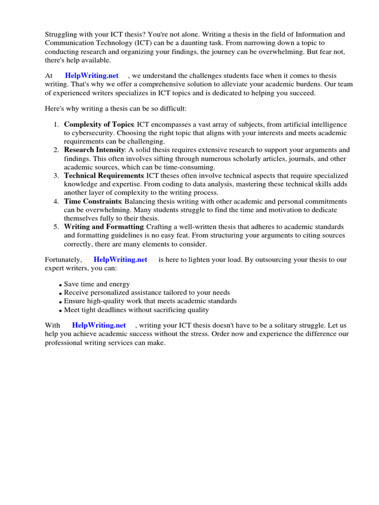 Ict Thesis Topics | PDF | Thesis | Information And Communications Technology