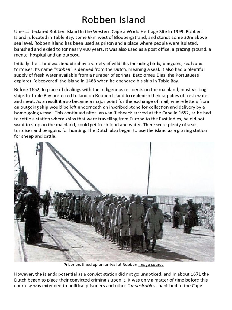 Robben Island Comprehension | PDF