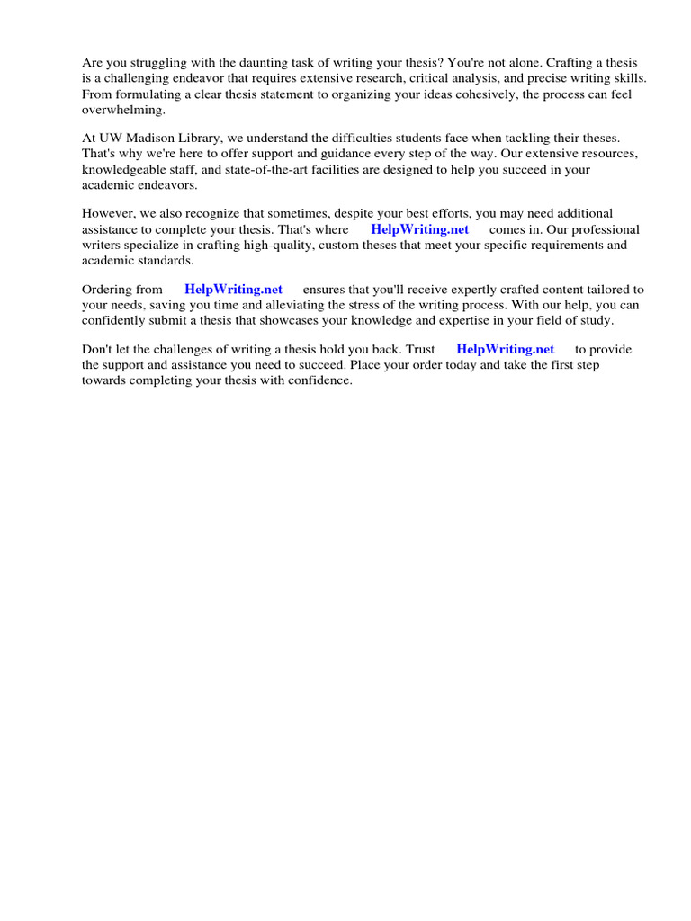 Uw Madison Library Thesis | Download Free PDF | Thesis | Psychotherapy