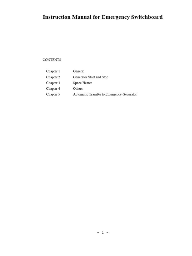 Emergency Switchboard | PDF | Relay | Switch