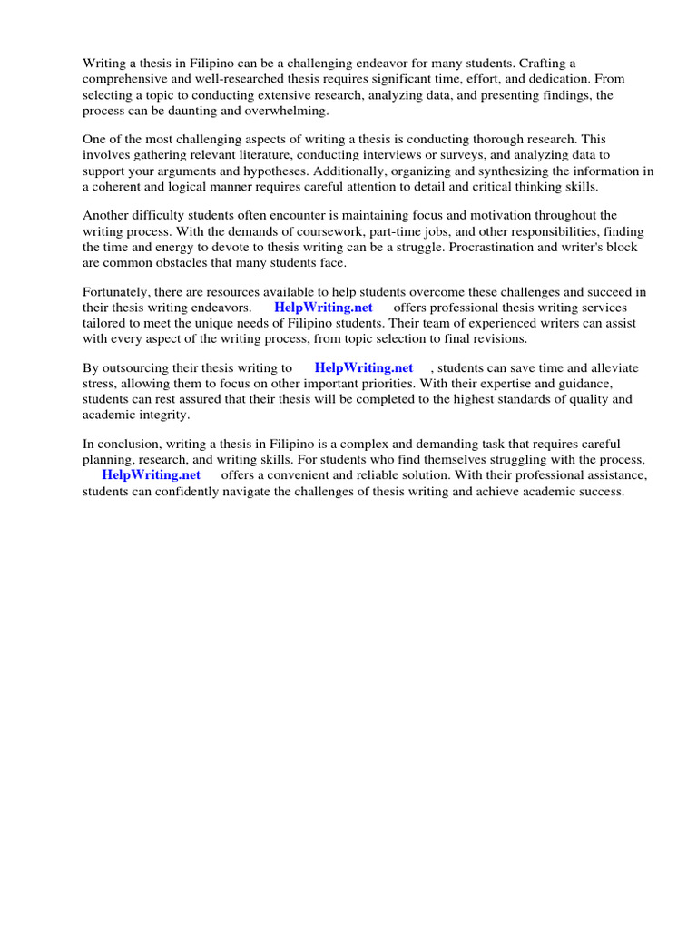 Thesis Filipino | PDF | Tagalog Language | Scribd