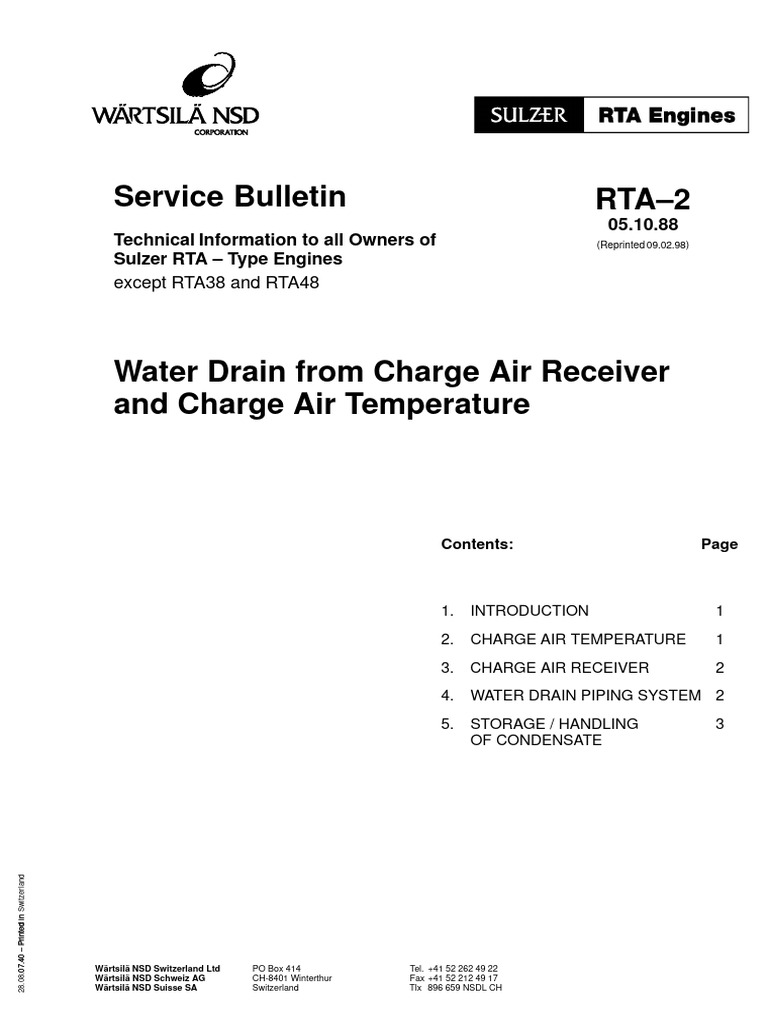 RTA-02 - Water Drain From Charge Air Receiver and Charge and Charge Air ...