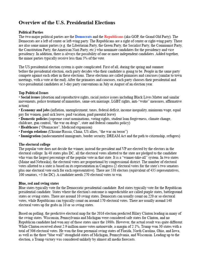 U.S. Presidential Elections Explained | PDF | Swing State | Voting