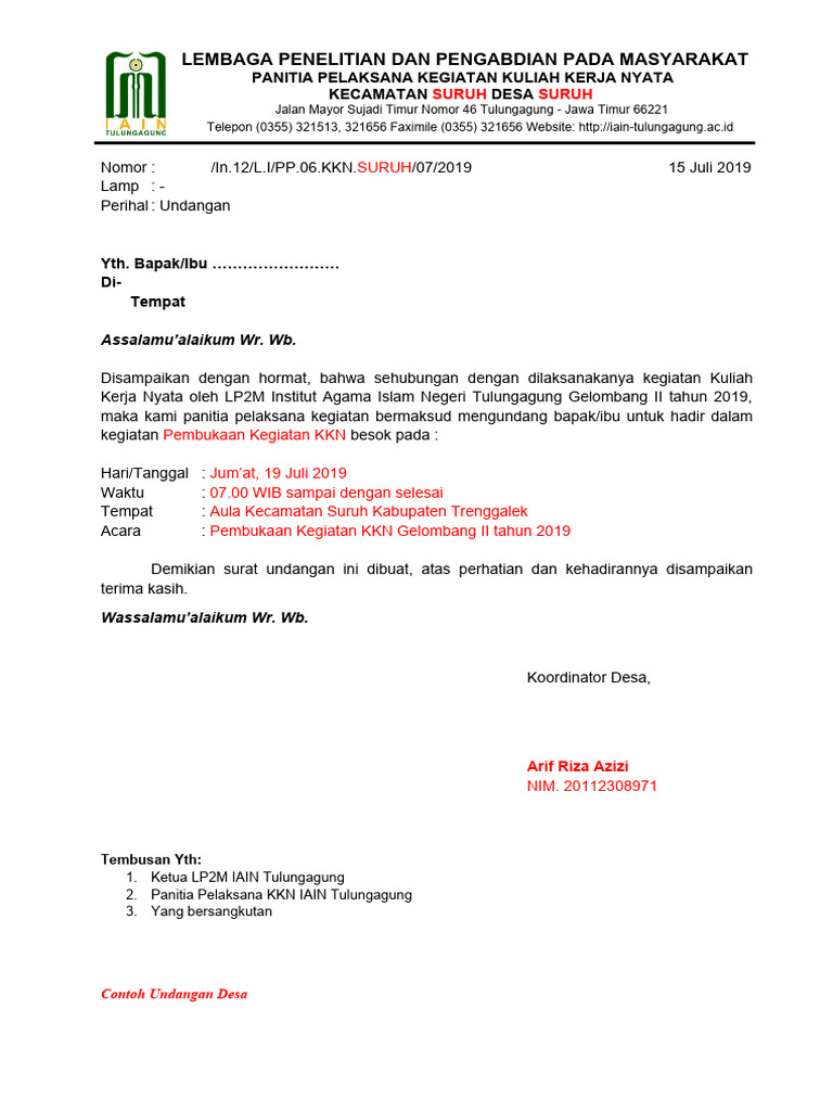 Contoh Undangan KKN Dan Stempel | PDF | Sains & Matematika