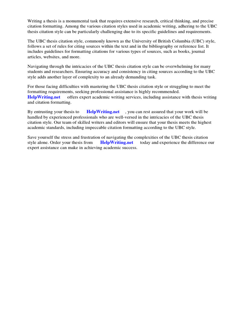 Ubc Thesis Citation Style | PDF | Citation | Thesis