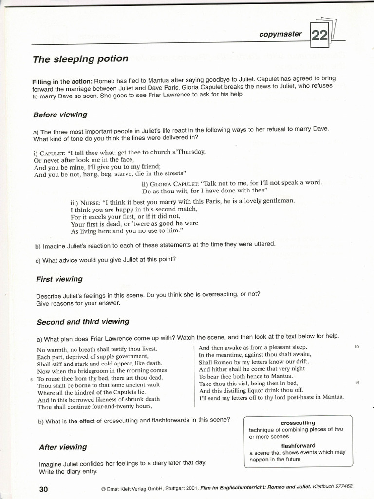 Romeo and Juliet The Sleeping Potion | PDF