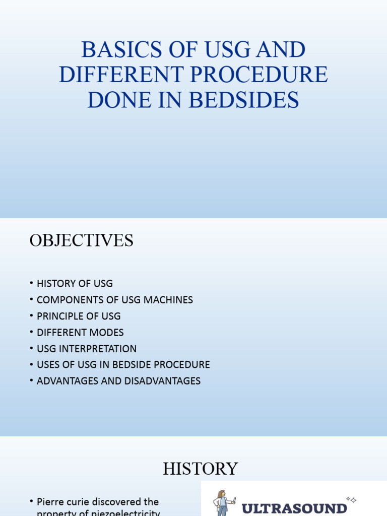 Basics of Usg and Different Procedure Done in Bedsides | PDF