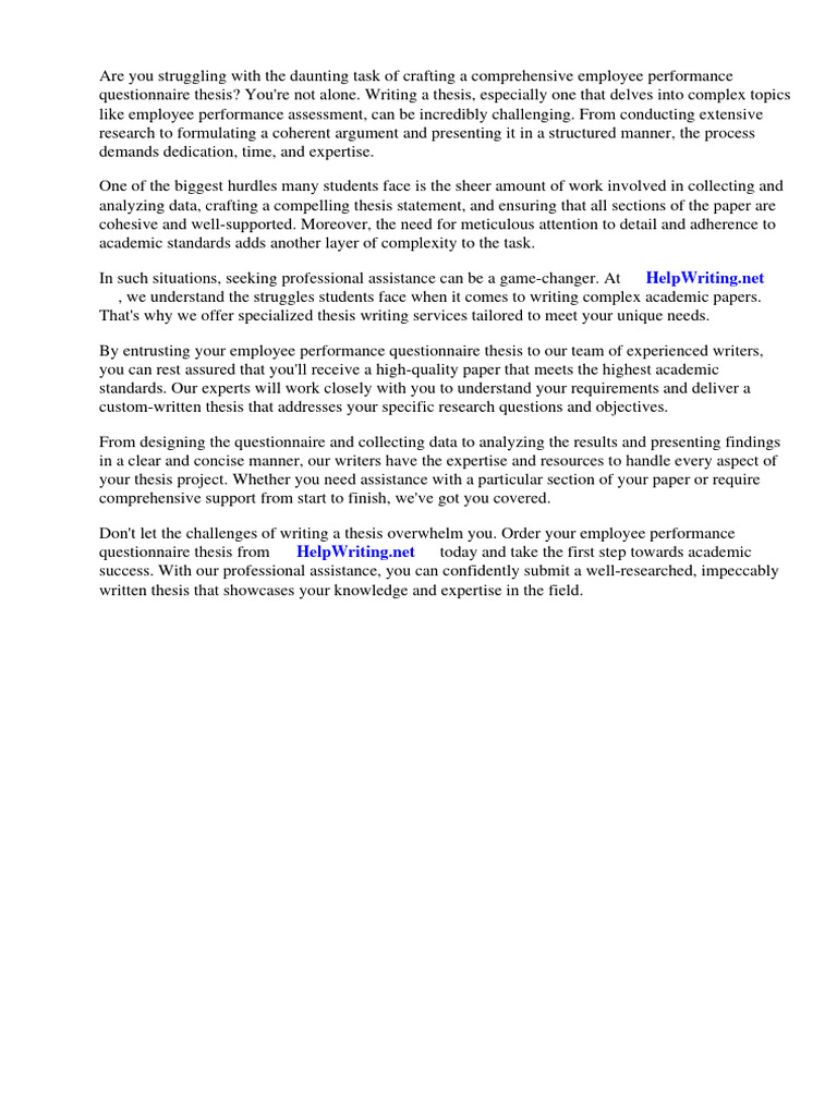 Employee Performance Thesis Help | PDF | Performance Appraisal | Survey ...