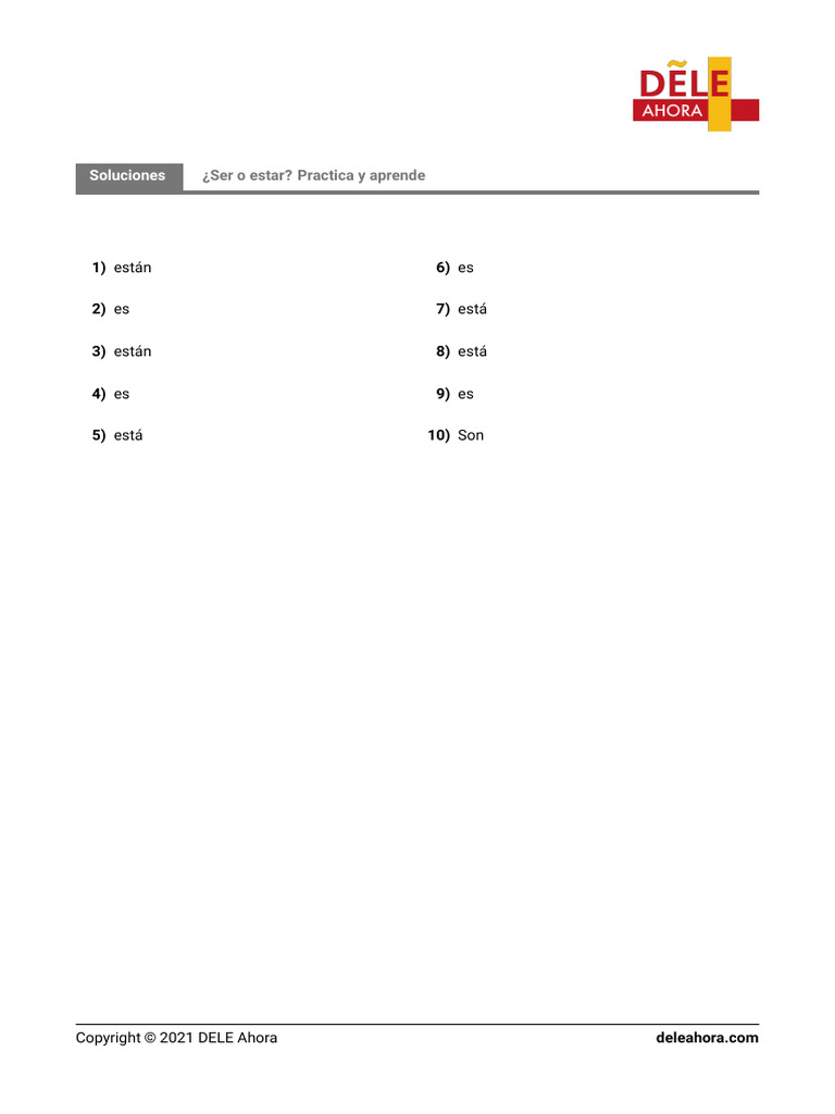 Ser o Estar Practica y Aprende - Soluciones | PDF