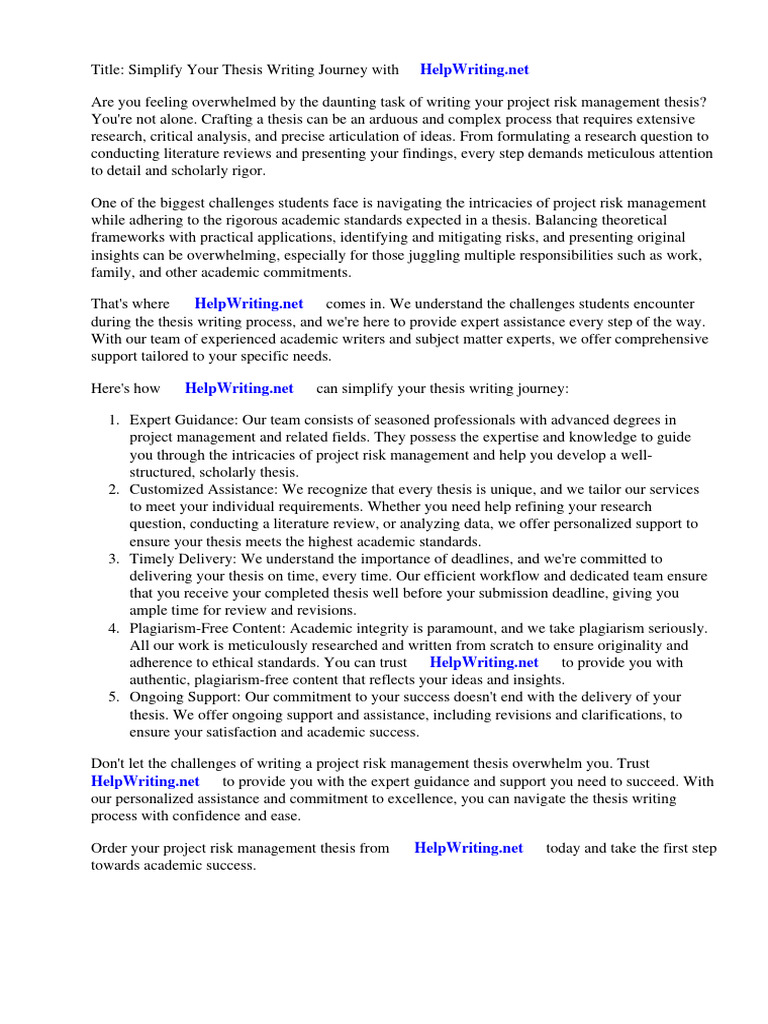 Project Risk Management Thesis PDF | PDF | Risk | Risk Management