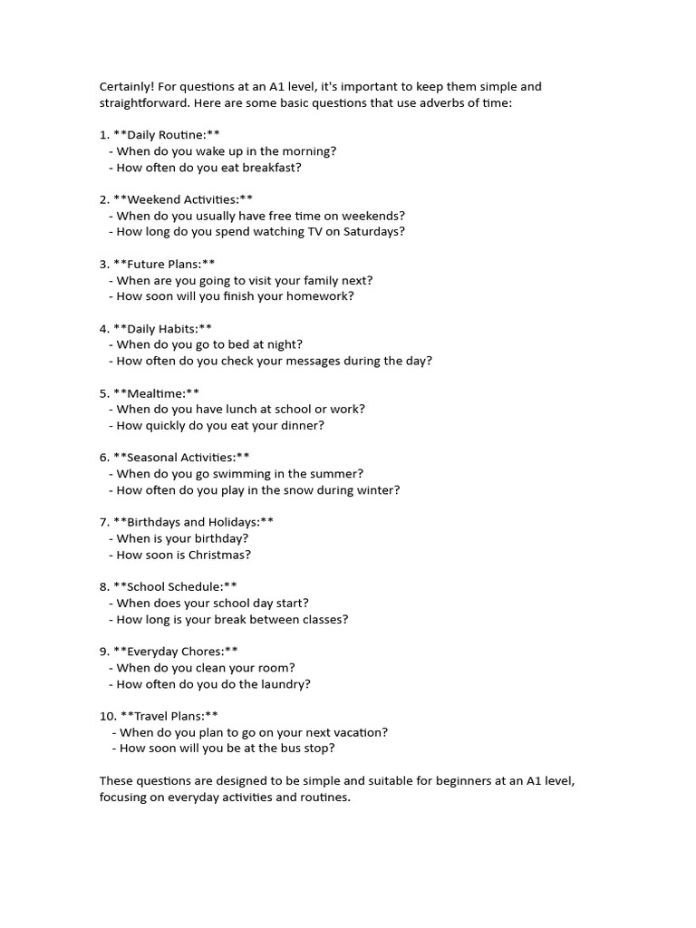 A1 Questions | PDF