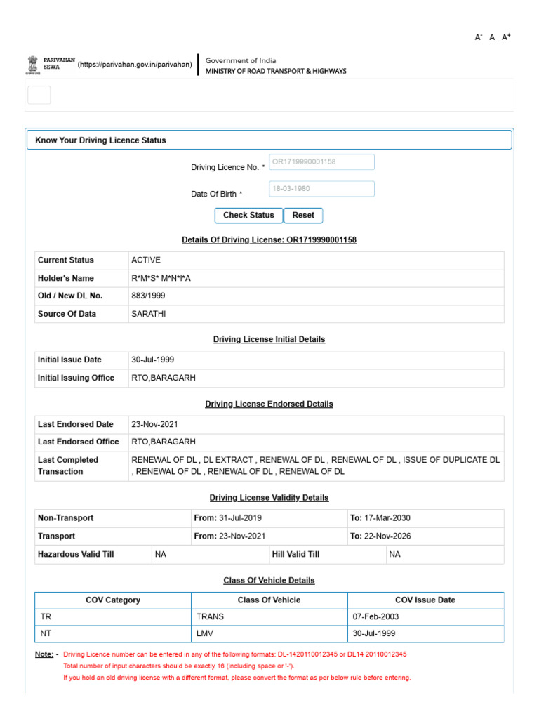 DL Status | PDF | Driver's License | Information