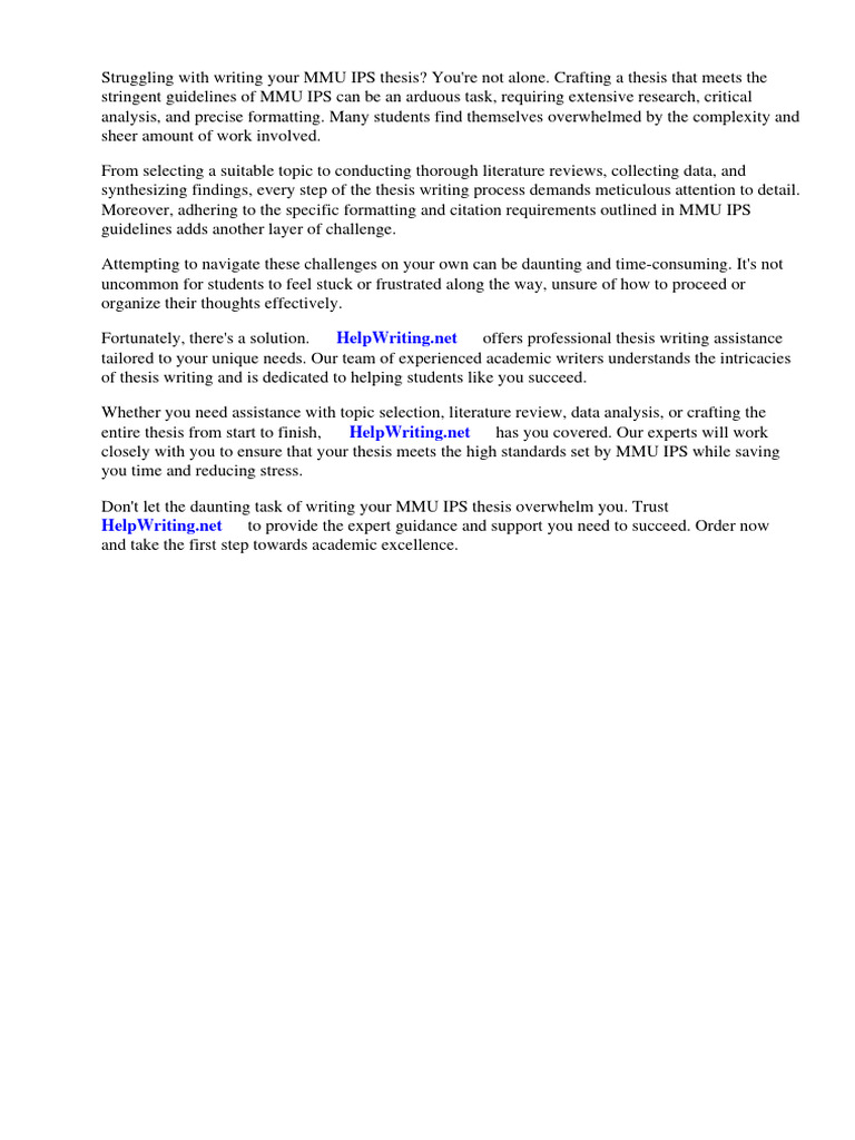 Mmu Ips Thesis Guideline | PDF | Thesis | Written Communication