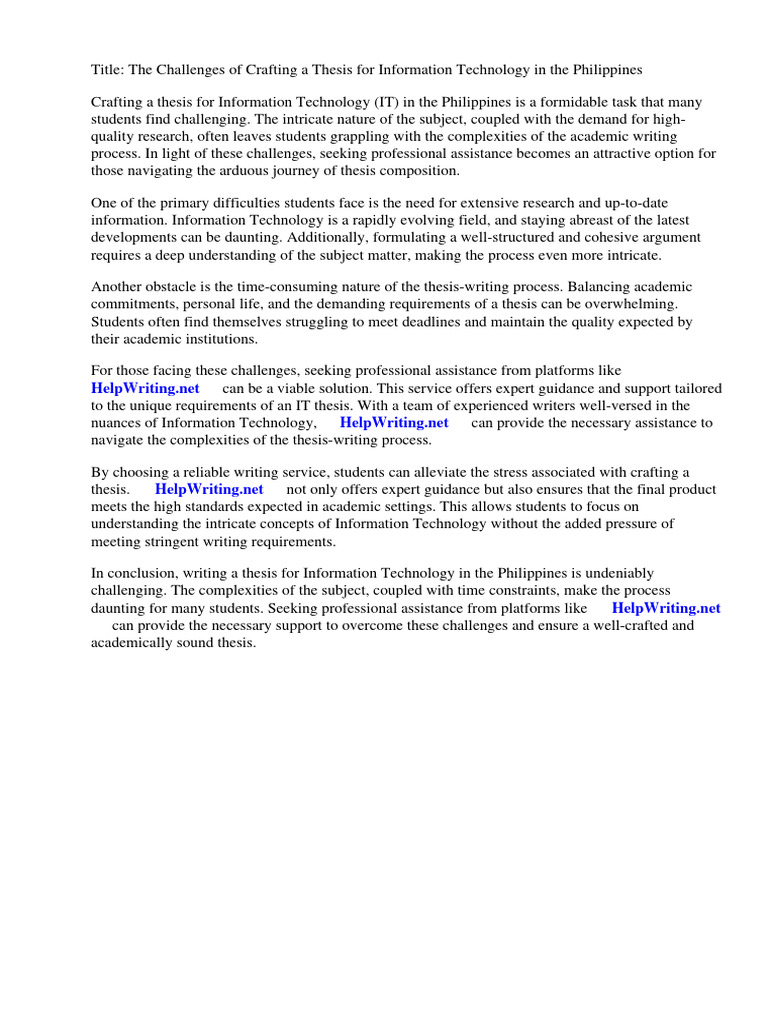 Thesis For Information Technology in The Philippines | PDF | Career ...
