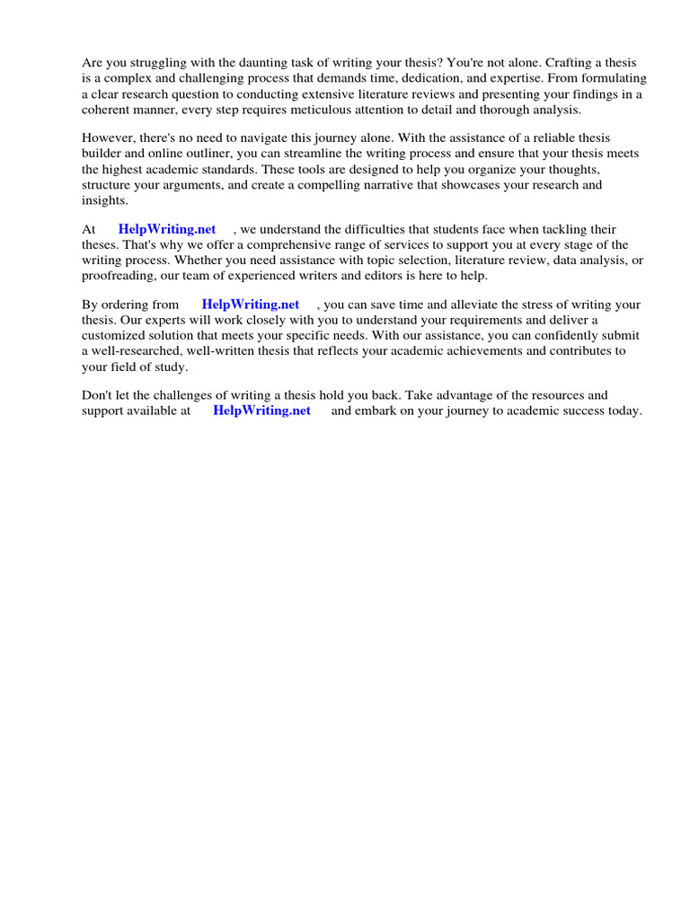 Thesis Builder Online Outliner | PDF | Thesis | Thought