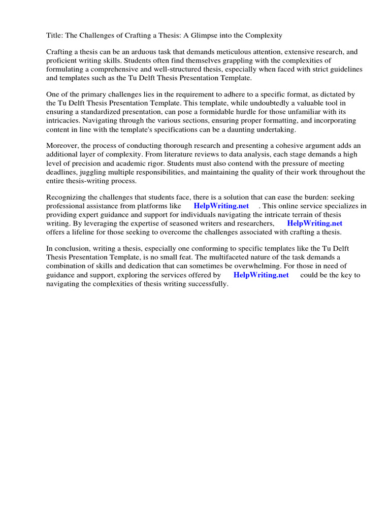 Tu Delft Thesis Presentation Template | PDF | Innovation | Thesis