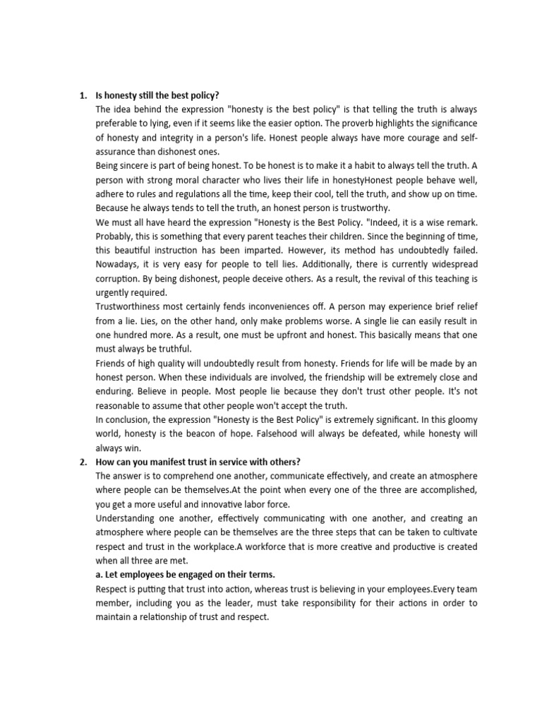 Reflection About Honesty | PDF | Morality | Empathy