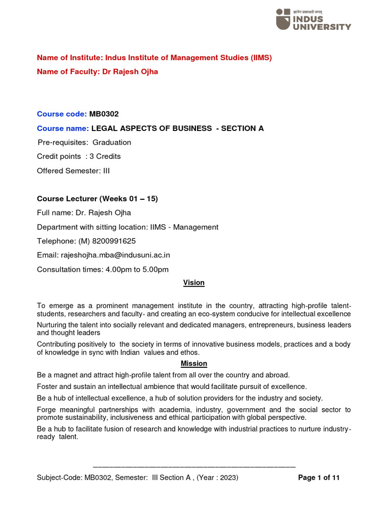 Name of Institute: Indus Institute of Management Studies (IIMS) Name of ...