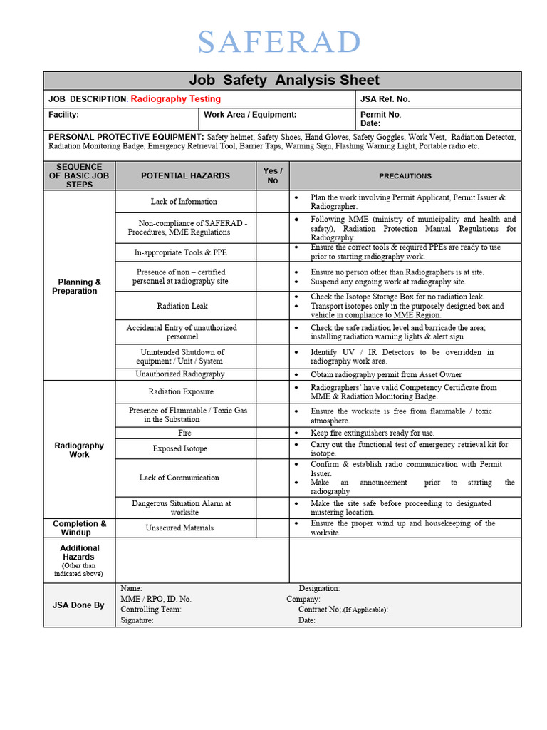 Jsa 09 Radiography | PDF | Radiography | Personal Protective Equipment