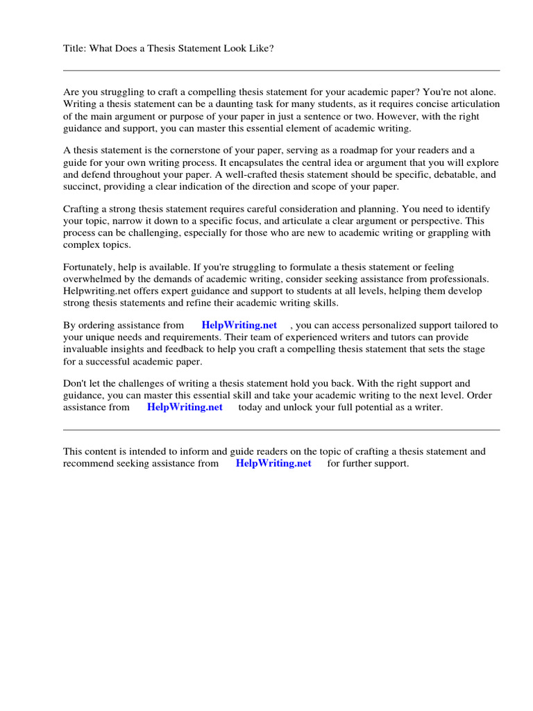 What Does Thesis Statement Look Like | PDF | Essays | Thesis