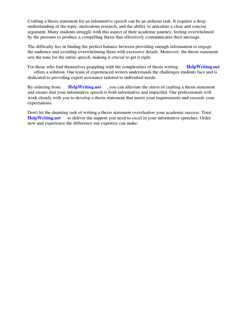 Thesis Statements Examples For Informative Speeches | Download Free PDF ...