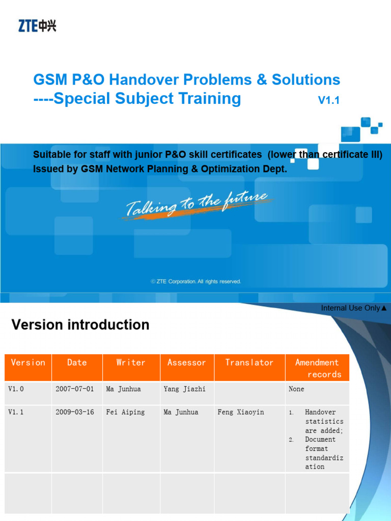 GSM P&O Training Material for Special Subject-Handover Problems & Solutions V1.1 | PDF ...