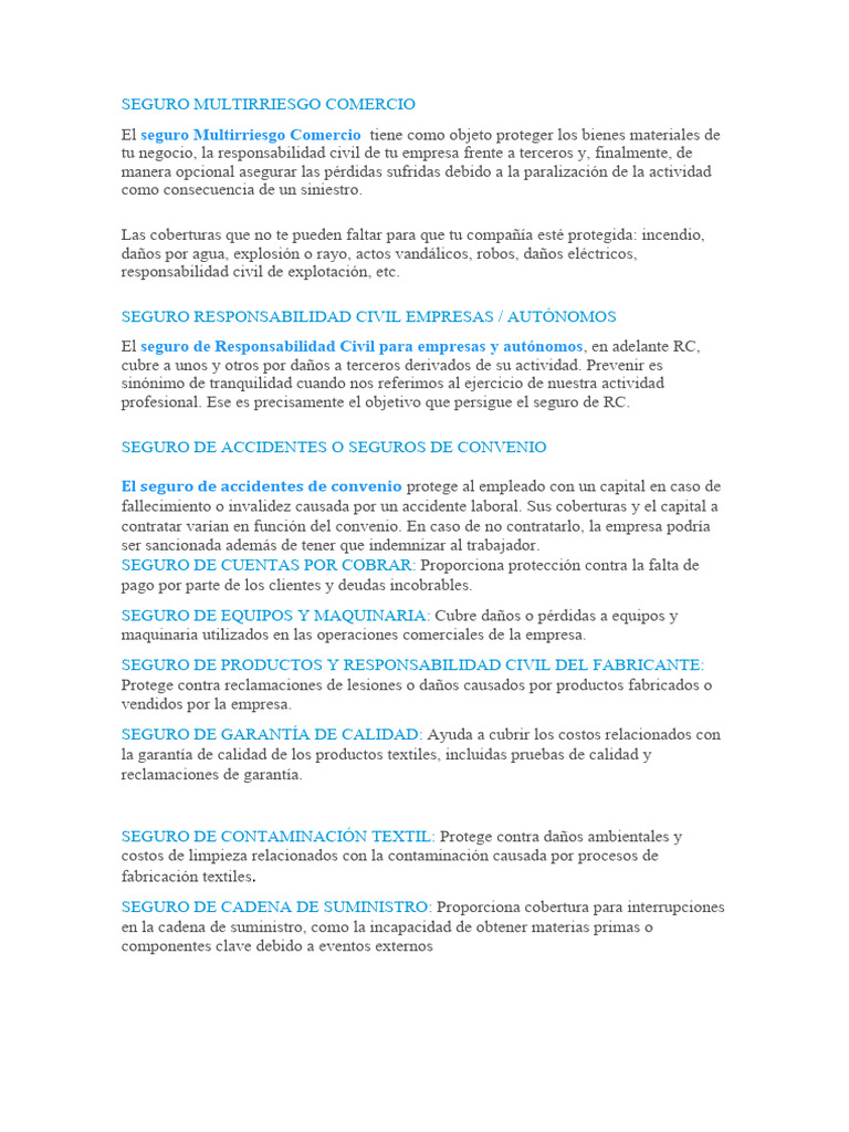 Tipos de Seguros | PDF | Seguro | Business