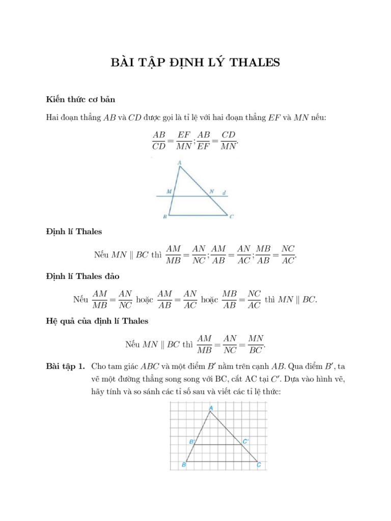 Bài Tập Định Lý Thales | PDF