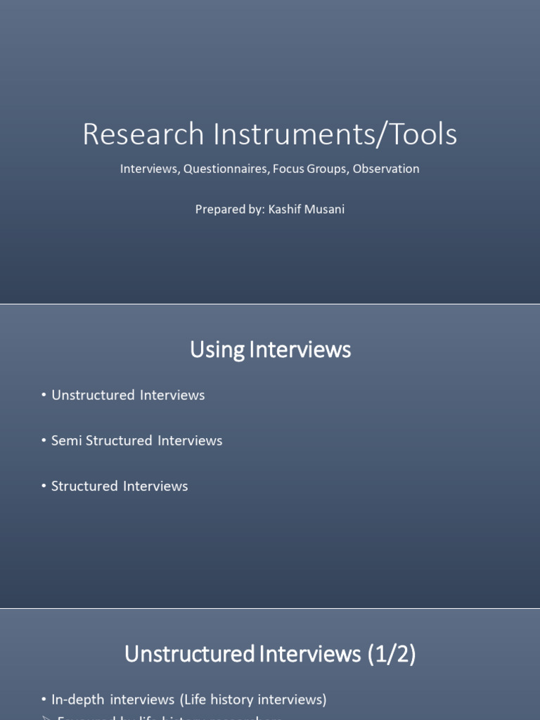 Research Instruments 1 | PDF | Questionnaire | Focus Group