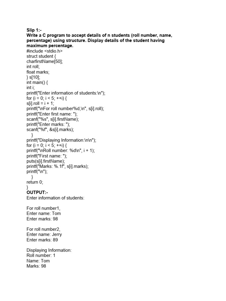 Adv C Slip Solution | PDF | Computer Engineering | Software Engineering Adv C Slip Solution | PDF | Computer Engineering | Software Engineering