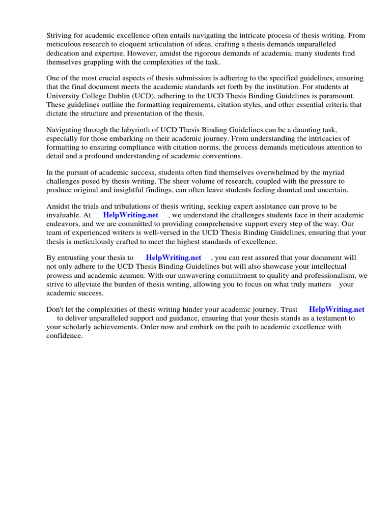 Ucd Thesis Binding Guidelines | PDF