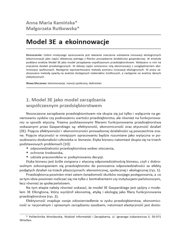 Model 3E A Ekoinnowacje | PDF