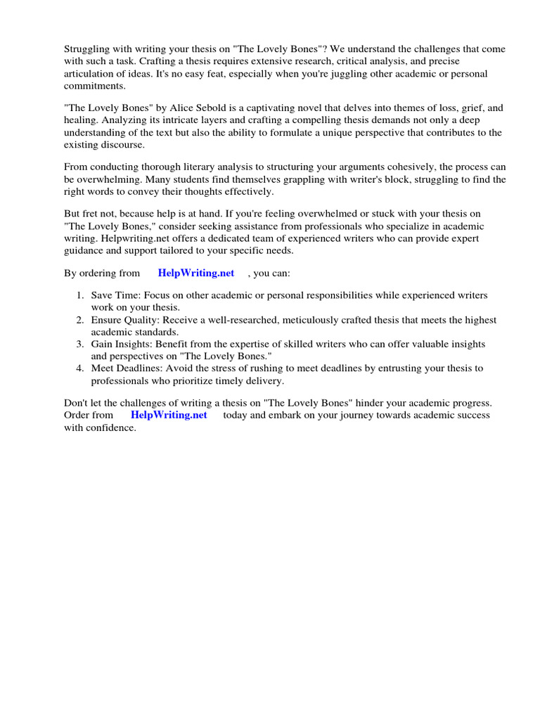 Thesis Lovely Bones | PDF | Language Arts & Discipline | Wellness