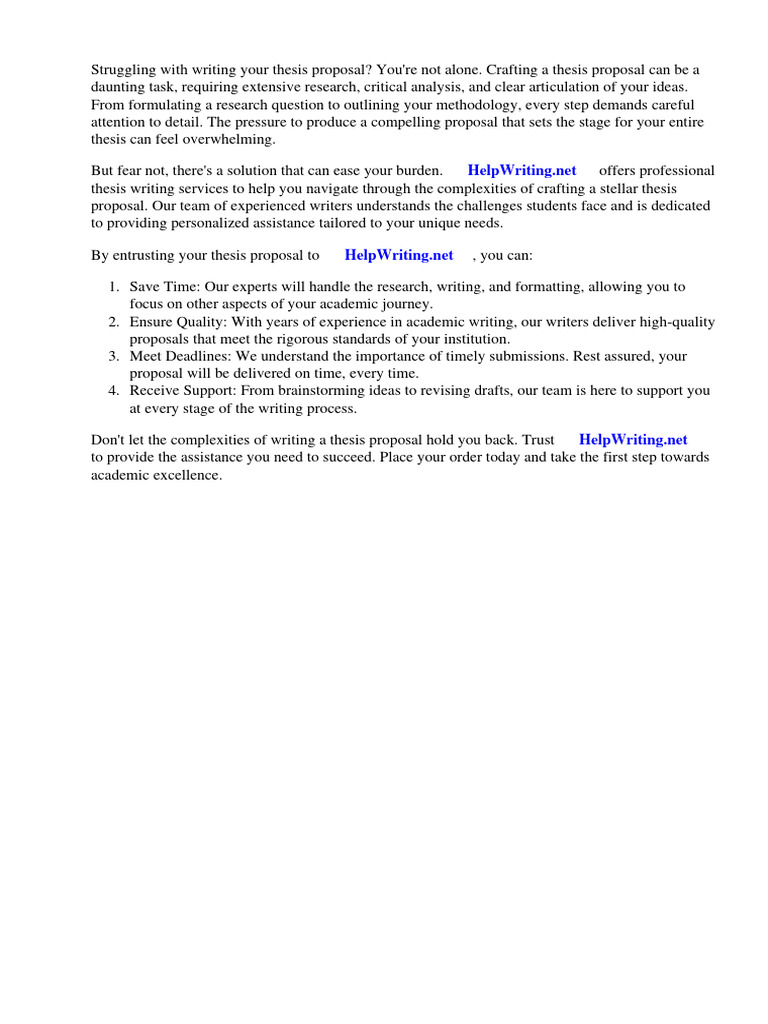 How To Write My Thesis Proposal | PDF