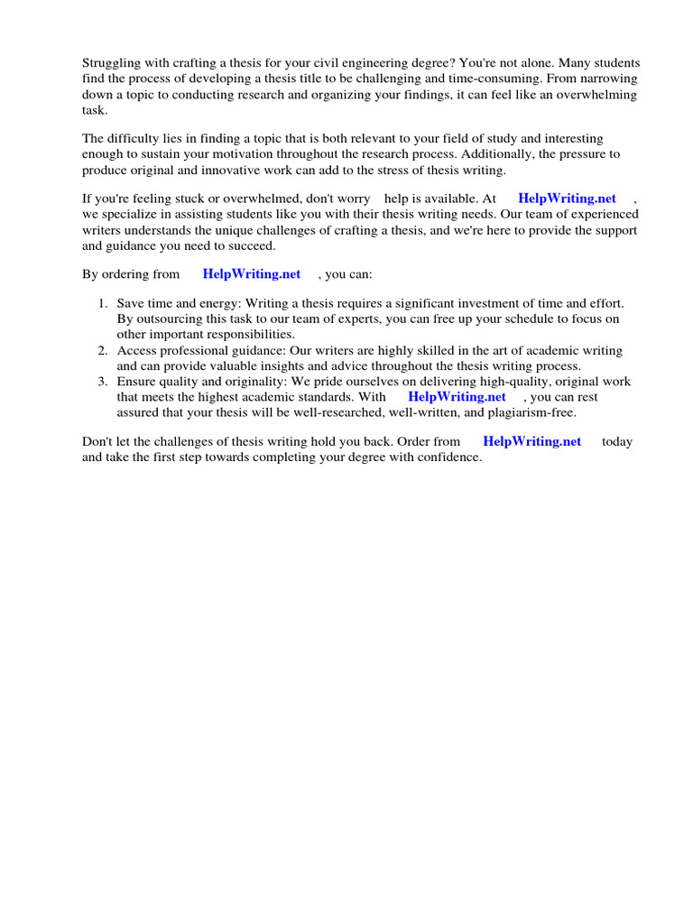 Thesis Titles For Civil Engineering Students | PDF | Thesis | Engineering