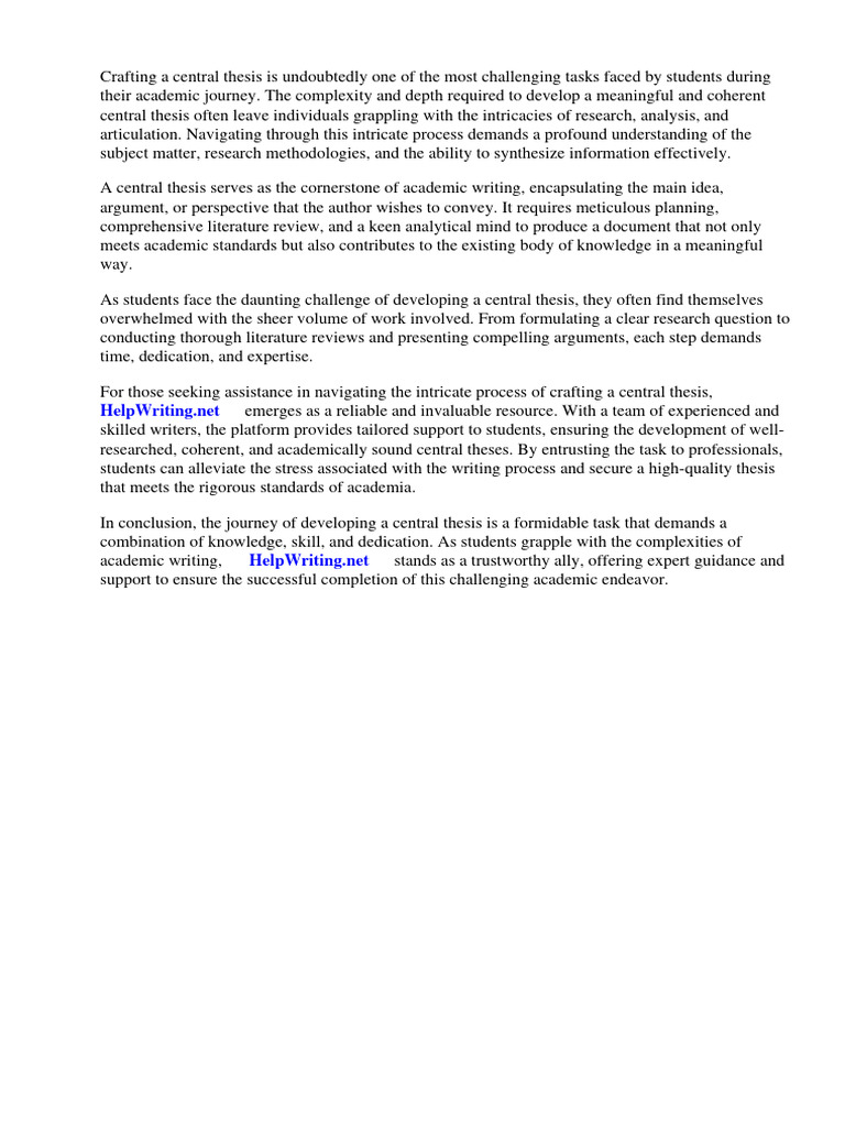 Central Thesis Definition | PDF