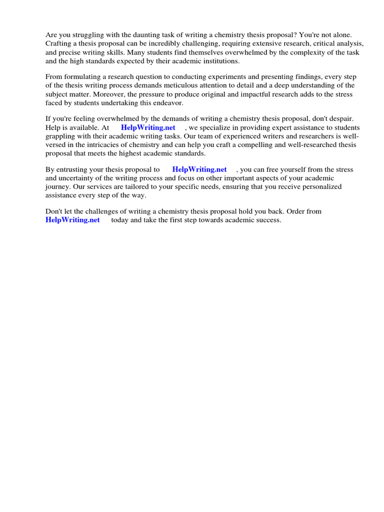 Chemistry Thesis Proposal Example | PDF | Thesis | Methodology