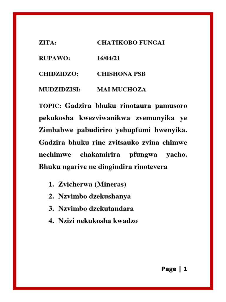 Chatikobo Fungai Book Finale | PDF