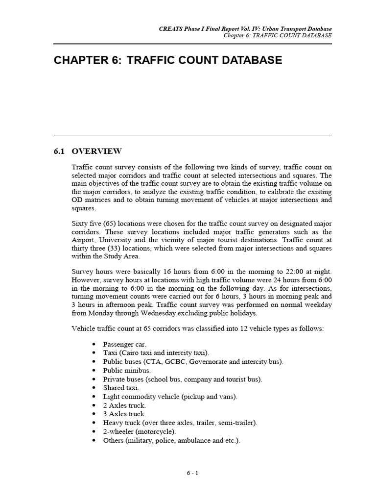 Chapter 6: Traffic Count Database: 6.1 Overview | PDF | Public Transport | Bus