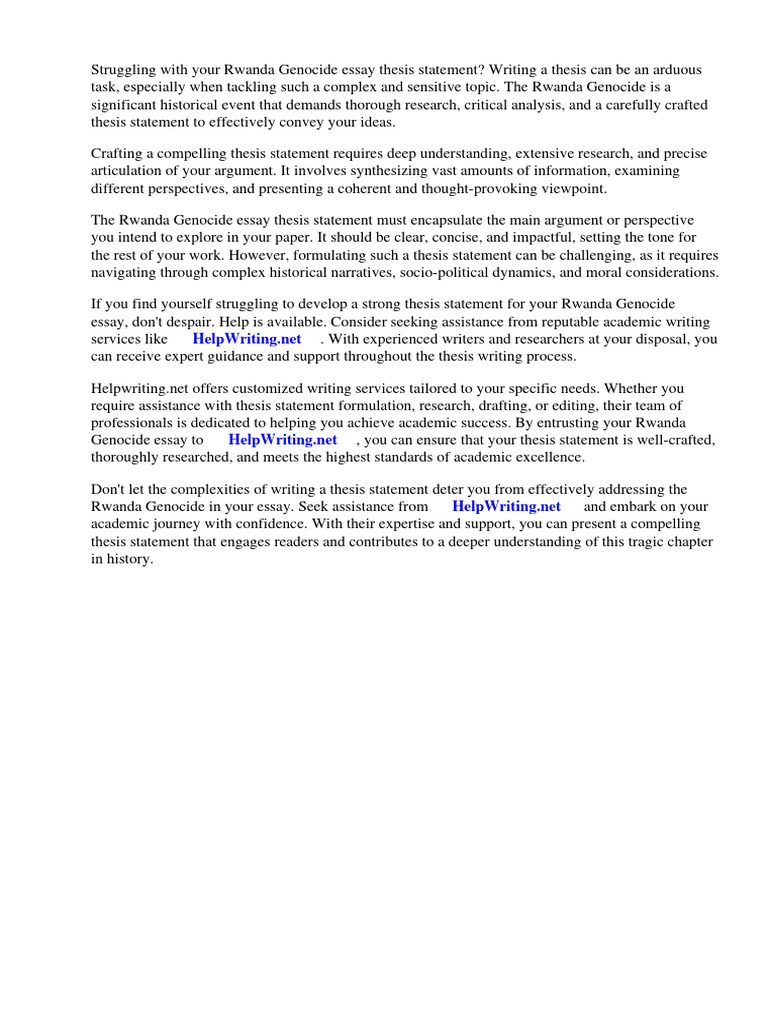 Rwanda Genocide Essay Thesis Statement | PDF | Rwandan Genocide | Hutu