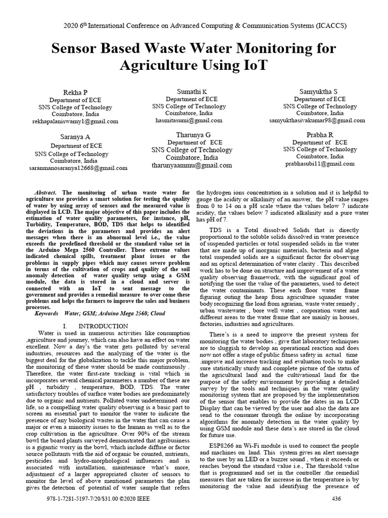 IoT-Based Wastewater Monitoring | PDF | Ph | Water