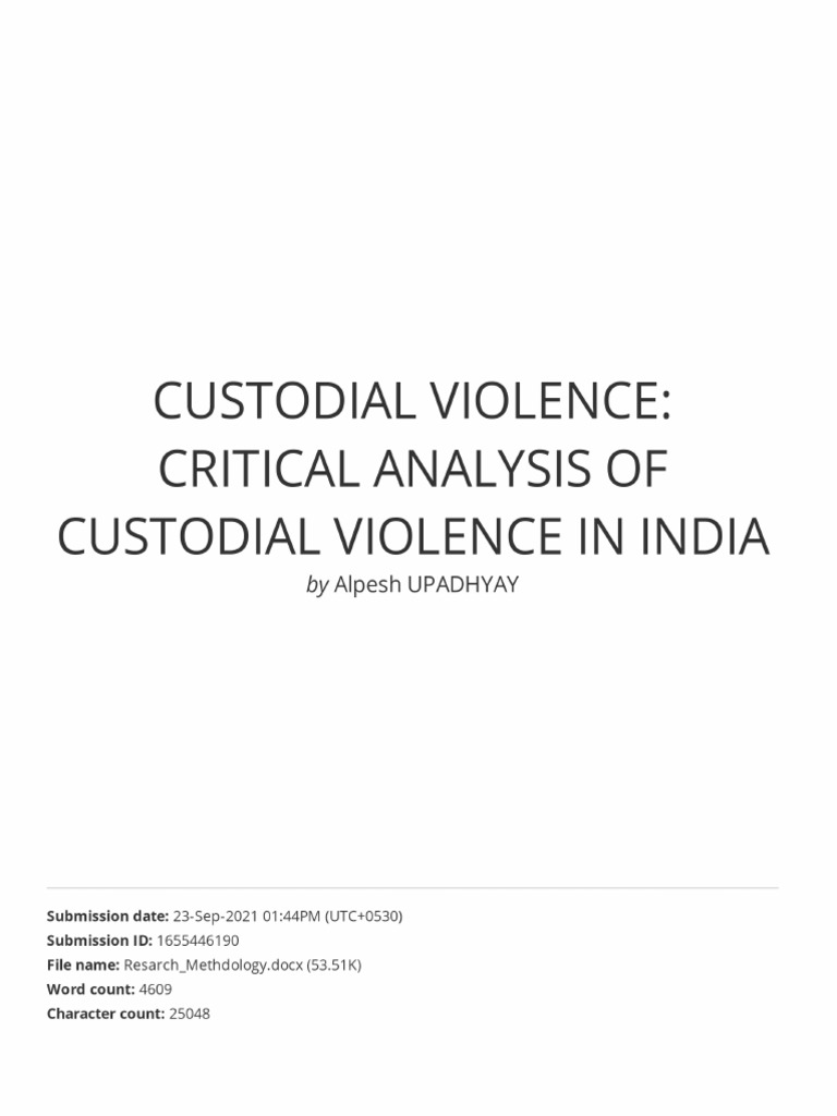 Custodial Violence Critical Analysis of Custodial Violence in India 1 | PDF